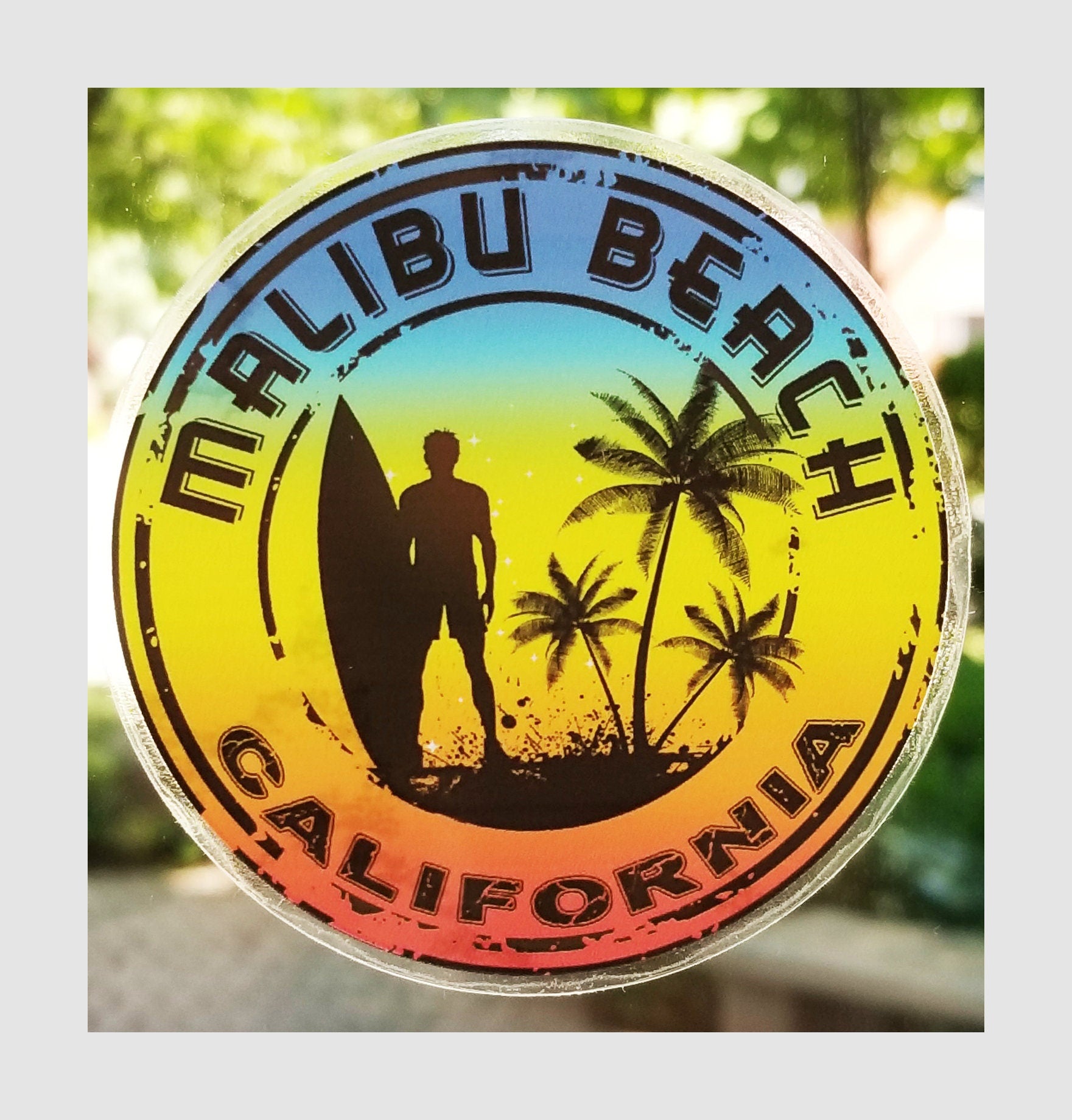 3" Malibu Beach California Sticker Decal Beach Ocean Clear Glossy Viny
