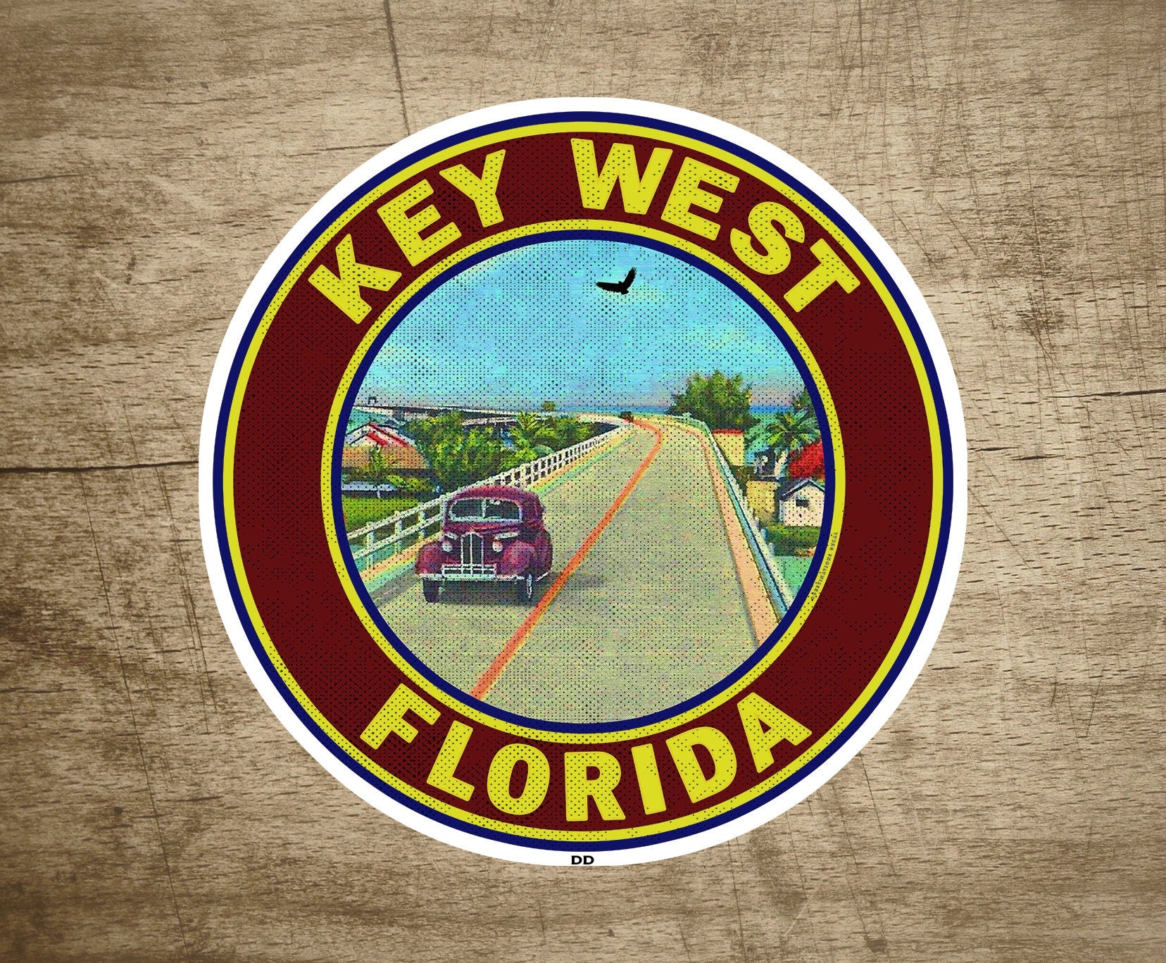 Key West Overseas Highway Sticker Decal 3" x 3" Florida Keys Vintage S