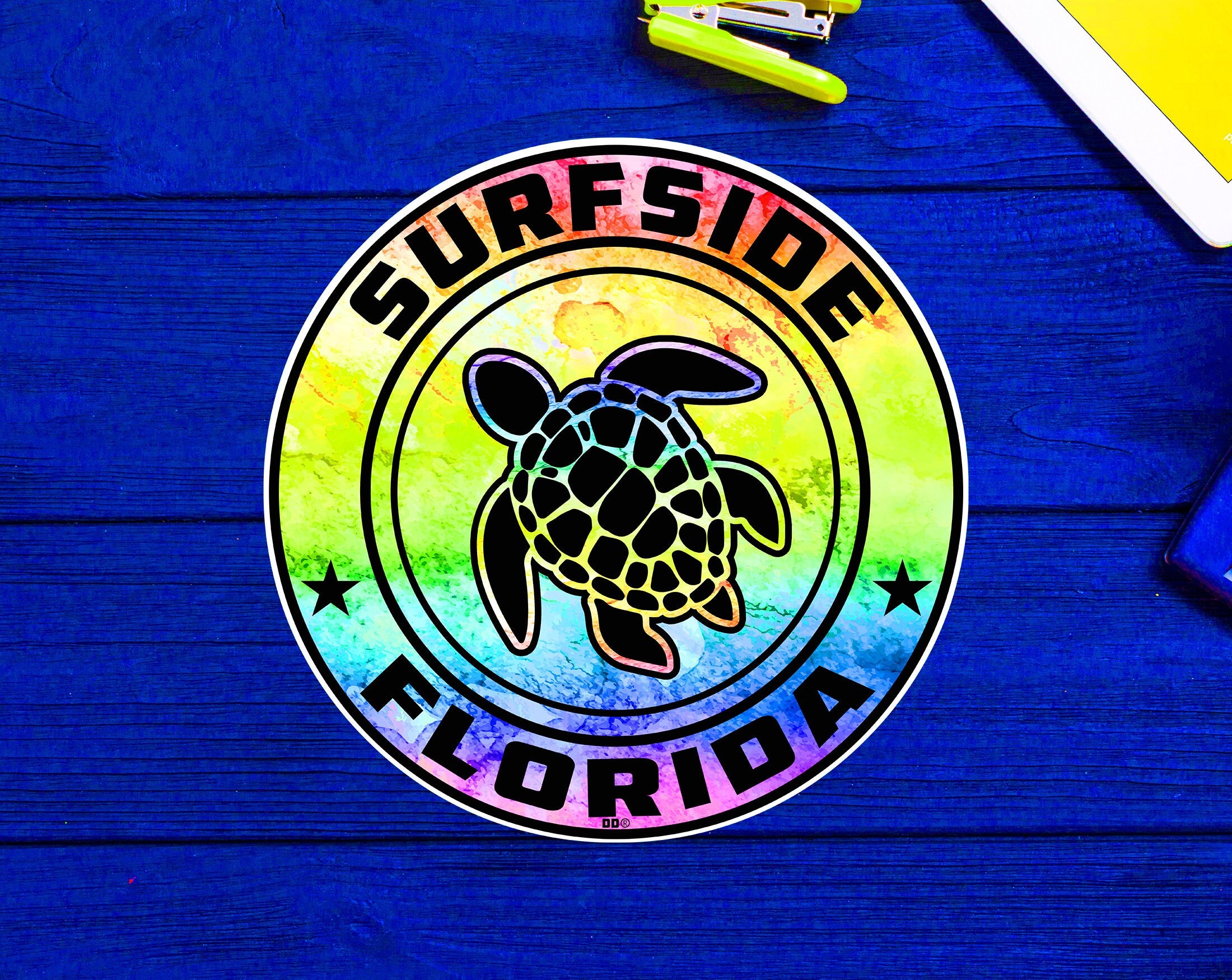 Surfside Florida Beach Sticker Decal 3" Vinyl Sea Turtle